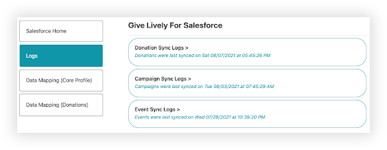 View and configure settings for Give Lively's Salesforce integration